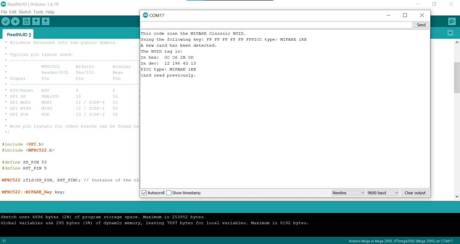 MFRC-522 RC522 RFID Reader IC Card Proximity Module For Arduino MOD53 ,R12 - Faranux Electronics