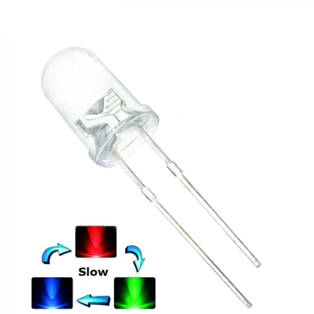 F5 5mm RGB Colorful Slow Flash LED Light Emitting Diode Round Head 2 Pin Three Colors COM22 ...